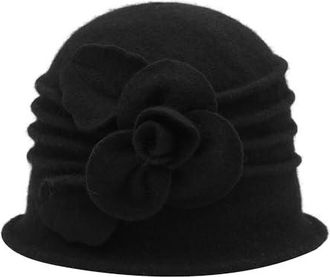 ZLYC Chapeau de bowler dhiver en laine pour femme - Style vintage des ann&eacute;es 1920, rose/noir, taille unique