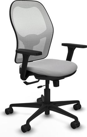 Piqueras y Crespo Schreibtischstuhl mit 3D-Armlehnen, h&ouml;henverstellbare Lendenwirbelst&uuml;tze, ausgestattet mit Syncro/Traslack und Schaumstoff, Wei&szlig;/Hellgrau