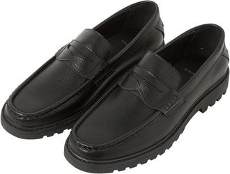 Springfield Herren Pu Gran Leatehr Effect Serrated Loafer Mokassin aus Leder, Schwarz, 41 EU
