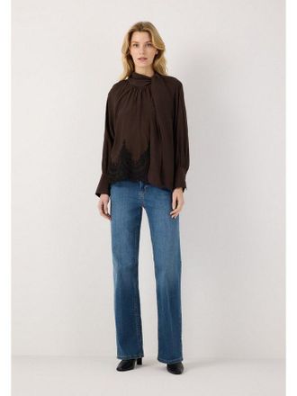 More & More Langarmbluse elegante Schluppen-Bluse, Spitzensaum
