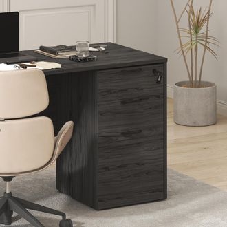 Furinno Roger Aktenschrank, 3-Schubladen-Feststehender Pedestal-Aktenschrank mit Schloss f&uuml;r Home Office, K&uuml;stengrau