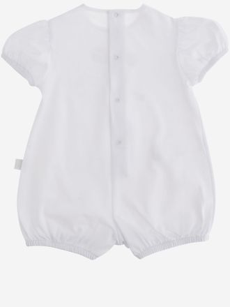 Il Gufo Girls Stretch Cotton Sleepsuit White White-White Babygrow Sets White/white