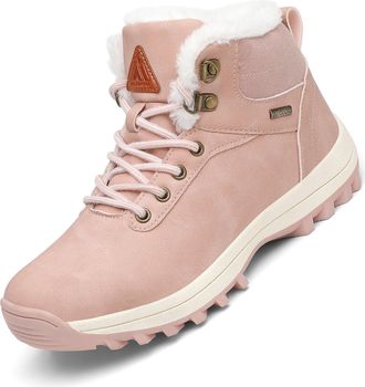 Mishansha Damen Herren Winterschuhe Warm Gefüttert Winterstiefel Wasserdicht Trekking Wanderschuhe Outdoor Rutschfest Schneeschuhe Dämpfung Boots, Pink 38