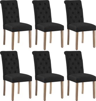 Yaheetech 6er Esszimmerst&uuml;hle K&uuml;chenstuhl Polsterstuhl Wohnzimmerstuhl Essgruppe Leinen Massivholz Schwarz