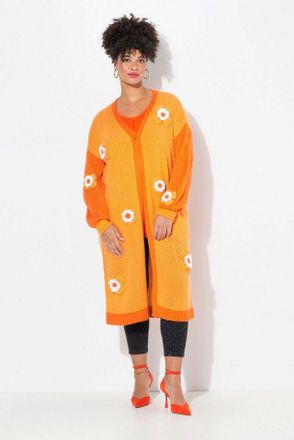 Miamoda Strickjacke Strickjacke Straight Fit Bl&uuml;ten-Streifen Langarm