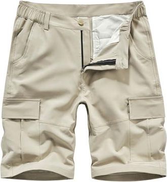 Generic 2026 Pantalon cargo pour homme Coupe ajust&eacute;e Stretch Denim Short d&eacute;chir&eacute; Skinny Jean pour homme Mode Droit Confortable Taille Flex Short, beige, 48