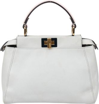 Fendi Crossbody Bags - Fendi Grey Leather Peekaboo Handbag - Gr. unisize - in Wei&szlig; - f&uuml;r Damen