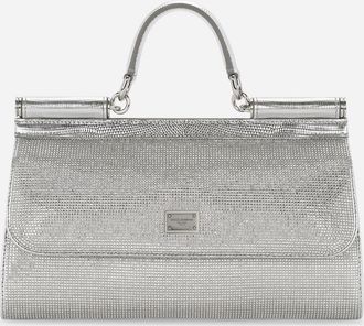 Dolce & Gabbana Tasche Sicily Aus Satin Und Thermostrass - Frau Handtaschen Silber Viskose Onesize