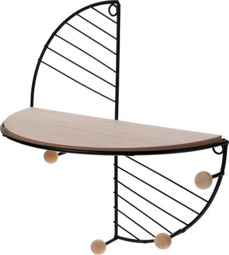 Artibetter Holz Eisen Wandregal mit Haken Platzsparender Wandhalter zur Aufbewahrung von Schlüssel und Zubehör Robustes Nordic Design für Wohnzimmer Schlafzimmer