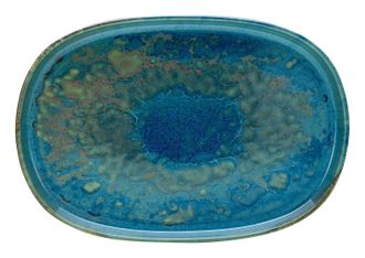 CREATABLE Servierplatte - Hellblau - Wei&szlig; seidenmatt - 33 x 22,5 cm - Steinzeug - mit Reaktivglasur