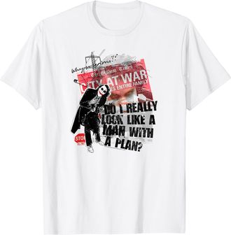 DC Comics Batman Dark Knight Joker Spontaneous T-Shirt, Herren, Unisex, Kurzarm, Wei&szlig;, S