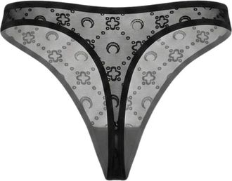 Marine Serre Femme, Sous-v&ecirc;tements, Noir, Taille: 38 FR Moonogram Mesh Flock High-Cut Panties