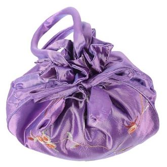 IFUNDOM Paquet &agrave; Main &agrave; Cordon Brod&eacute; Violet Petit Paquet &agrave; Main Portable pour Femmes Poign&eacute;e pour Voyages et Usage Quotidien Ethnographique L&eacute;ger et Pratique 