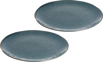 Leonardo Leonardo Matera Keramik-Teller 2-er Set, sp&uuml;lmaschinengeeignete Speise-Teller, Essteller mit Glasur, 2 runde Steingut-Teller, &Oslash; 27 cm blau, 026995
