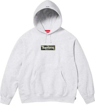 SUPREME Homme, Sweatshirts et sweats &agrave; capuche, Gris, Taille: L Box Logo Hooded SweaT-shirt