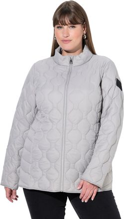Ulla Popken Damen gro&szlig;e Gr&ouml;&szlig;en &Uuml;bergr&ouml;&szlig;en Plus Size HYPRAR Leichtstepp-Jacke, Kontrastfutter, wasserabweisend hellgrau 46+ 840050171-46+
