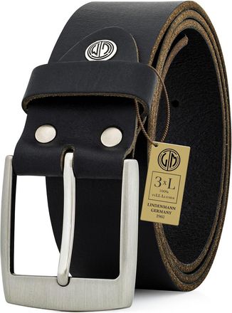 Lindenmann G&uuml;rtel Herren Volllederg&uuml;rtel aus B&uuml;ffelleder 40 mm breit Jeans-G&uuml;rtel XL schwarz, Farbe/Color:schwarz, Size US/EU:Bundweite 85 cm Gesamtl&auml;nge 100 cm 
