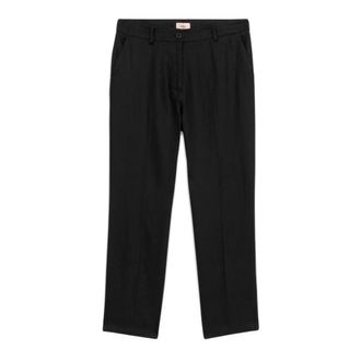 Oltre Femme, Pantalons, Noir, Taille: 44 FR Pantalon en Lin avec Plis