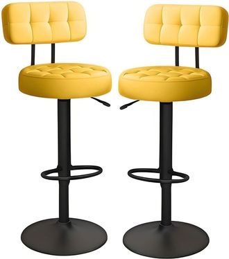 Generic Drehbare, H&ouml;henverstellbare Barhocker (2Er-Set), Gepolstert mit Pu-Leder und R&uuml;ckenlehne, Stabile Metallbeine, 60-80 cm Hoch, Ideal f&uuml;r K&uuml;cheninseln u