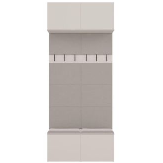 Topeshop Topeshop - haga - Porte-manteau 6 crochets - Vestiaire dentrée avec siège 238x100x35 cm - Beige cachemire