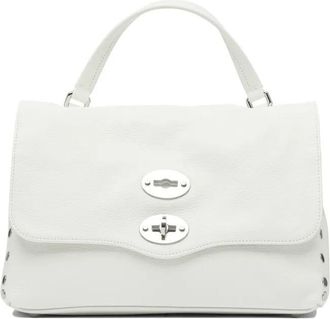 Zanellato Hobo Bags - Rectangular White Leather Handbag With Silver-Tone - Gr. unisize - in Wei&szlig; - f&uuml;r Damen