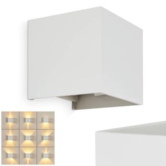 HOFSTEIN Wandleuchte Badajoz, moderne Wandlampe aus Metall in Wei&szlig;, eckige Leuchte mit verschiedenen Lichteffekten durch verstellbaren Schirm, Up & Down Leucht