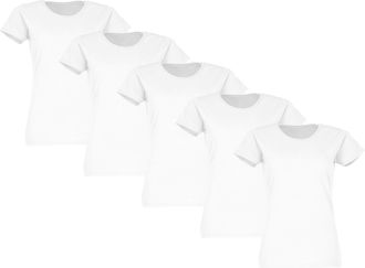 Fruit Of The Loom 5er Pack Ladies&acute; Valueweight T Damen T-Shirt, White, XXL