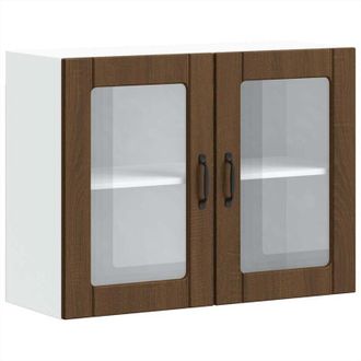 vidaXL Vidaxl - Armoire murale de cuisine et porte en verre Lucca ch&ecirc;ne marron