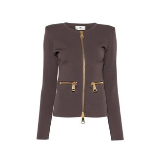 Elisabetta Franchi Zip-detail Shoulder-pad Cardigan