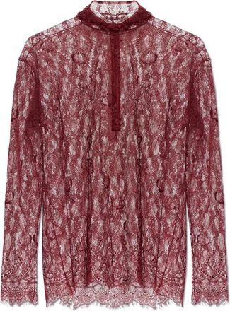 Dolce & Gabbana Femme, Blouses et Chemises, Rouge, Taille: 38 FR Haut en Dentelle Chantilly