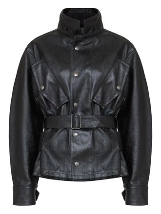 Maison Margiela veste en coton à fini enduit - Noir