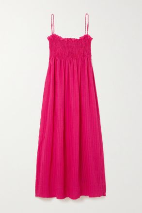 Three Graces London Farah Maxikleid Aus Gestreiftem Seersucker Mit Raffungen - Lila