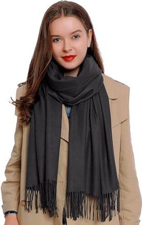 DonDon &Eacute;charpe femme hiver chaud et douce Ch&acirc;le Etole Foulard 185 x 65 cm - anthracite