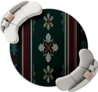 Generic Vert Fonc&eacute; Tapis Rond Lavable, Motif Carte De No&euml;l Traditionnel Rayures pour Enfants Salon Chambre &agrave; Coucher Salle &agrave; Manger ou Salle de Jeux Tapis Dou