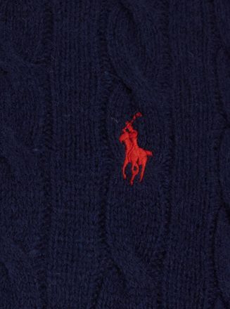 Polo Ralph Lauren Mens Crewneck Cable-Knit Sweater, Blue Wool Tops Top