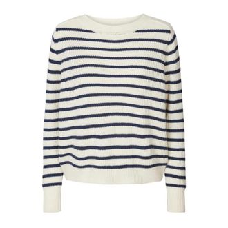 Lollys Laundry Gestreifter Strickpullover - - Knitwear - Damen - Beige - L