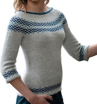 Onsoyours Pull Femme Chandail Chaud Épais en Maille Tricot Vintage Ethnique Imprimé Patchwork Pullover en Tricot Sweater Pull Top Bloc De Couleurs Mode Sweater 