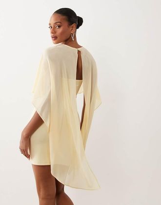 Gina Tricot Gina Tricot - Robe courte avec cape - Jaune p&acirc;le