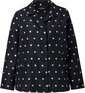 Ulla Popken Sommerjacke Jacquardjacke Punkte A-Linie Hemdkragen Langarm