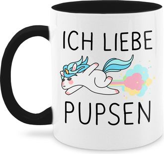 Shirtracer Tasse Tassen 325ml - Einhörner - Ich liebe pupsen Einhorn - Furtz Lustig Pups Geschenk Fürze - 325 ml - Schwarz - einhorntasse einhörnern furz haferl 