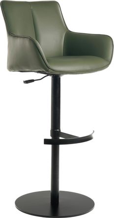 Novel Barhocker, Gr&uuml;n, Schwarz, Metall, Leder, Echtleder, B&uuml;ffelleder, S&auml;ule, Bodenplatte, 54x92-112x55 cm, Lederauswahl, Sitzfl&auml;che 360&deg; drehbar, automatis