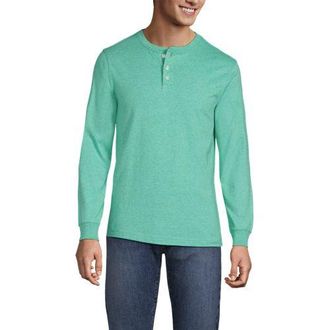 Lands End Super-T Langarm-Henleyshirt, Classic Fit, Herren, Gr&ouml;&szlig;e:48-50 regular, Gr&uuml;n, Baumwolle, by Lands End