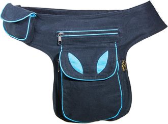 Kunst und Magie Goa Schulter-Bauchtasche Gürteltasche Hippie PSY, Farbe:Schwarz/Blau