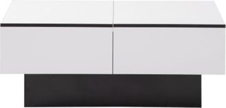 Need SOGES Table basse universelle pour salon, haute brillance, avec table escamotable et rangement (blanc)