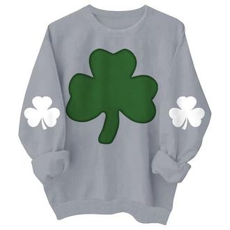 Generic Pull à manches longues pour femme - Pull sans capuche - Chemise de la St Patrick - Décontracté - Manches longues - Imprimé graphique amusant - Lettres
