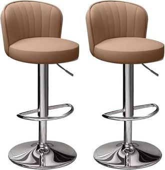 Generic Barhocker-Set (2Er-Set) mit Verstellbarer H&ouml;he, R&uuml;ckenlehne und Fu&szlig;st&uuml;tze - Gepolsterte Sitze, Robustes, Schwarz-Silbernes Metallgestell