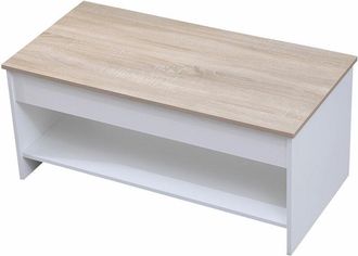 Happy Garden Happy Garden - Table basse avec plateau relevable blanche et bois hedda