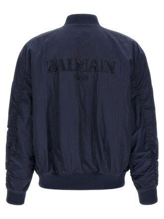 Balmain Logo-Embroidered Technical Bomber Jacket - Navy