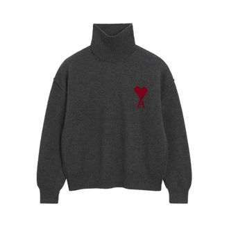 Ami Funnel Neck Sweater - - Knitwear - Damen - Grau - S
