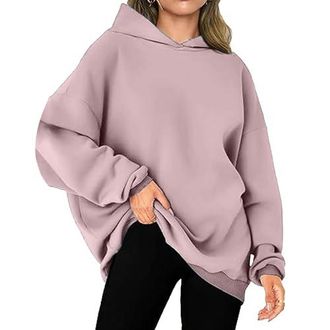 Generic Sweat &agrave; Capuche Oversize pour Femme, Sweat Shirt Confortable, Collection Automne 2025, Hauts d&eacute;contract&eacute;s, v&ecirc;tements en Polaire, Rose Clair, Taille Mo